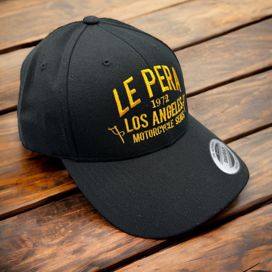 Gold Text Snapback Round Bill Hat – Le Pera Enterprises