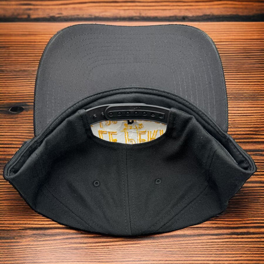 Gold Text Snapback Round Bill Hat – Le Pera Enterprises